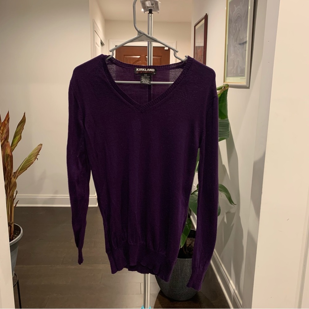Kirkland Signature V-Neck Purple 100% Extra Fine Meri… - Gem